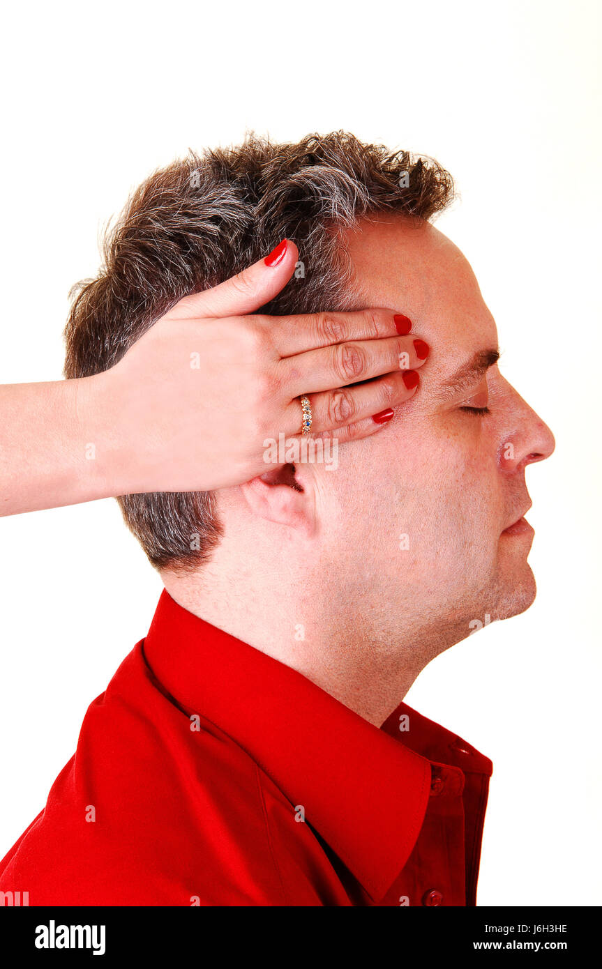 health closeup headache massage man care relief relieved hand hands ...