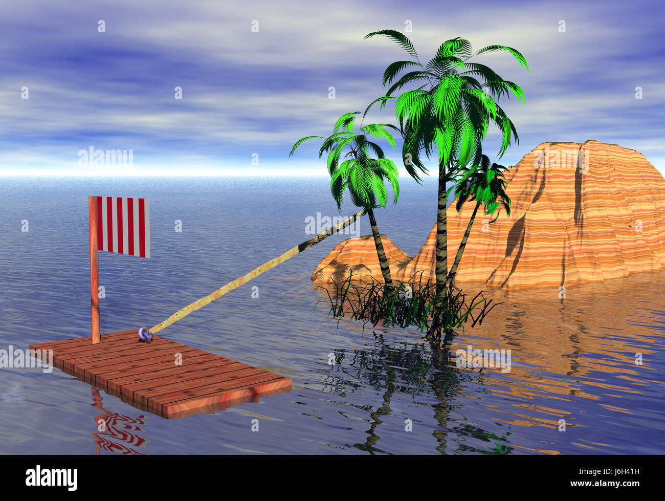 palms rescue saved lonesomely raft palmtrees isle island symbolic wood ...
