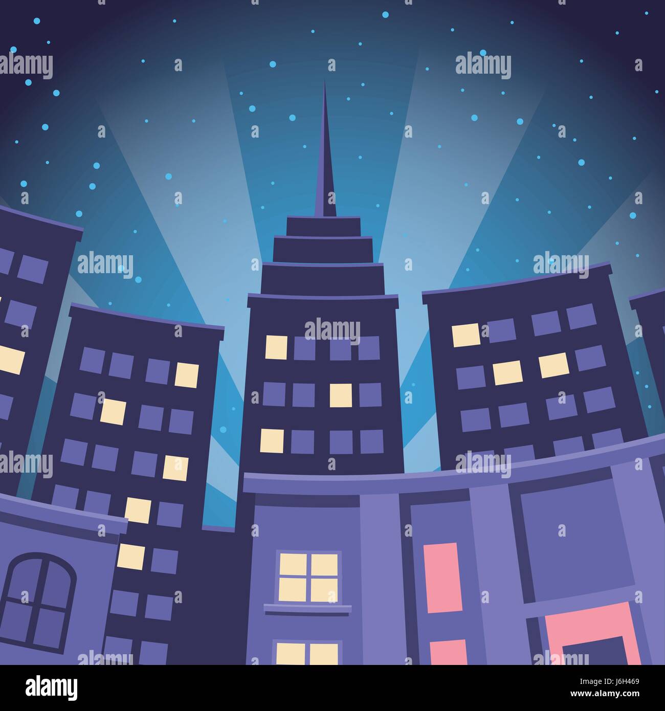 comic city building skyscraper night view Stock Vector Image & Art - Alamy