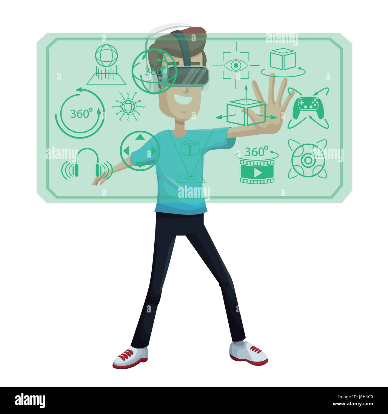 young man virtual reality wearing headset device innovation Stock ...