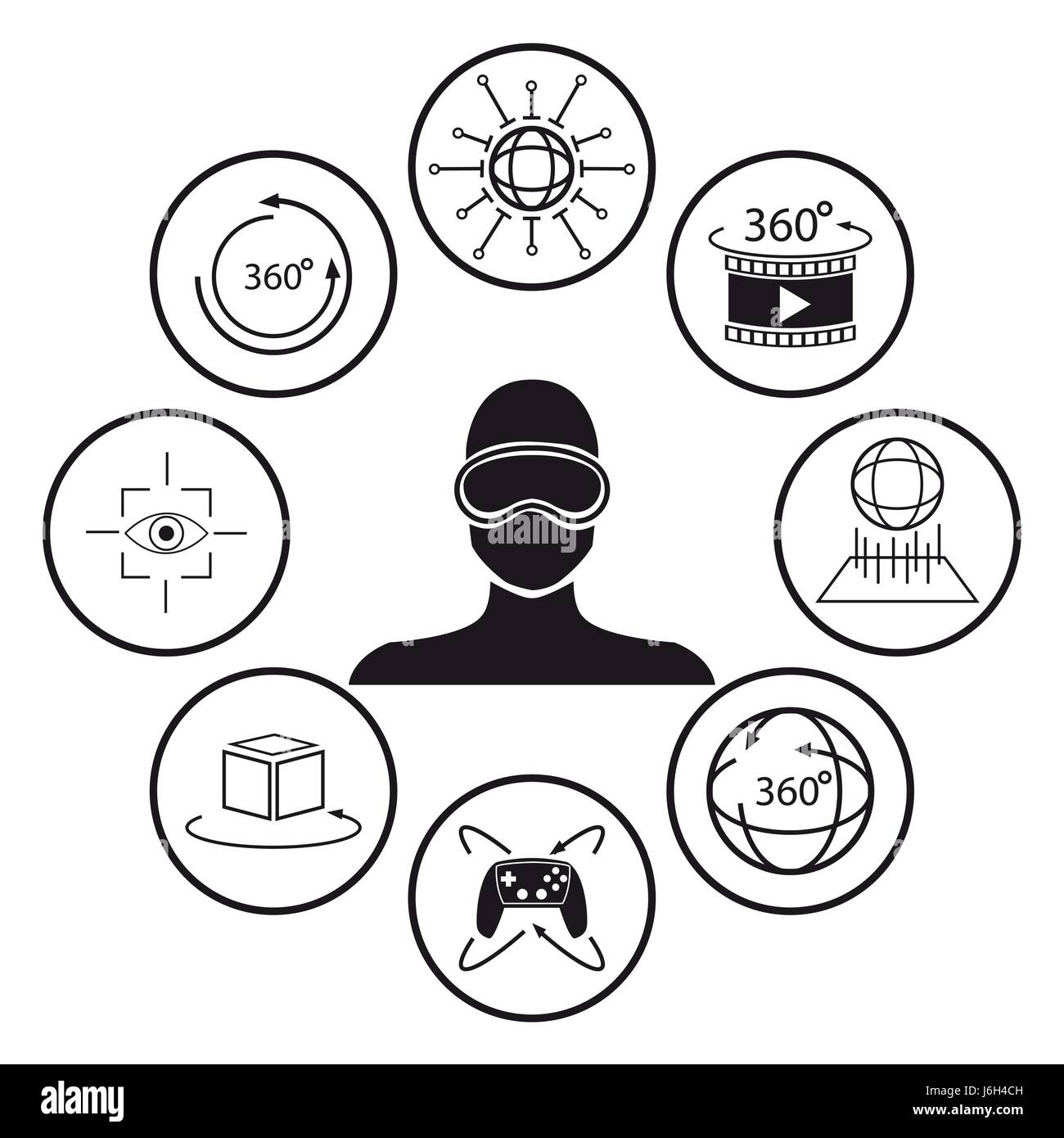 virtual reality futuristic figure wearing goggle Stock Vector Image ...