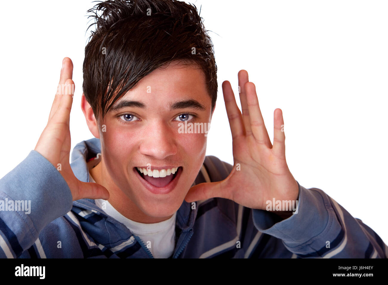 handsome teenager announce boy lad male youngster shout man guy humans ...