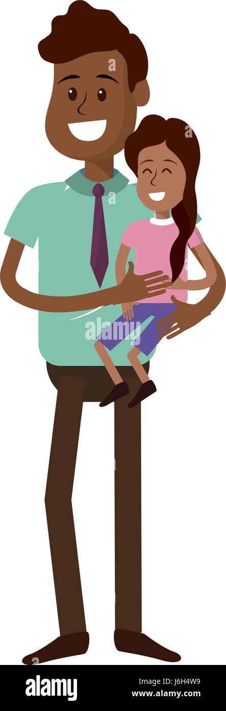 Nice Father Carrying His Daughter In The Hands Stock Vector Image And Art