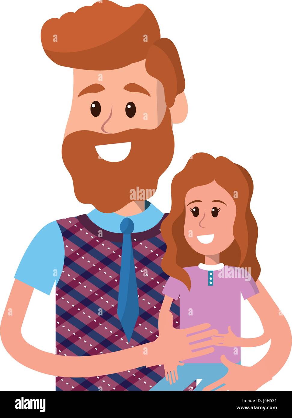 Nice Father Carrying His Daughter In The Hands Stock Vector Image And Art