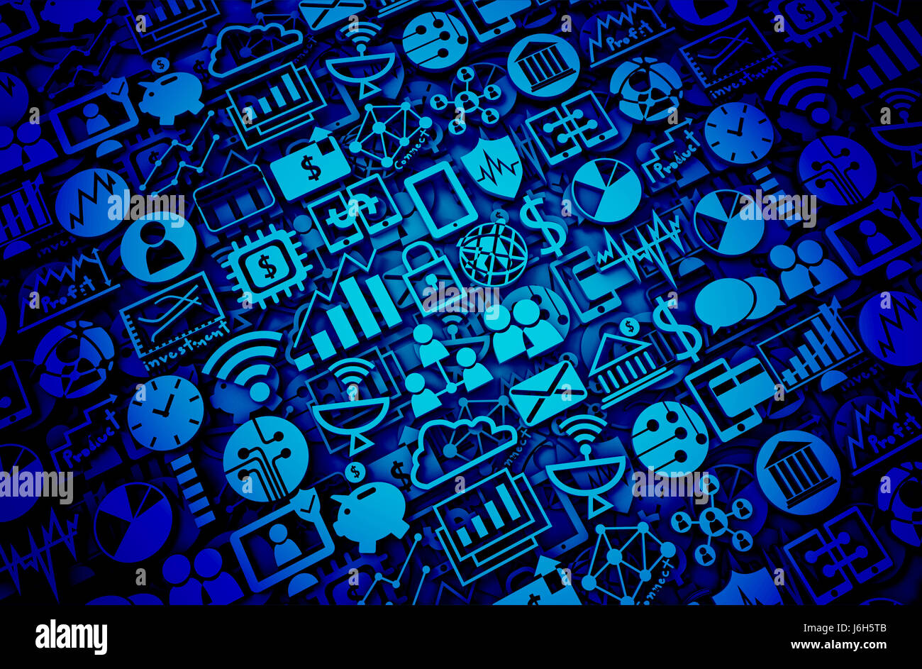 Fintech Investment Financial Internet Technology Concept. Blue tone of ...