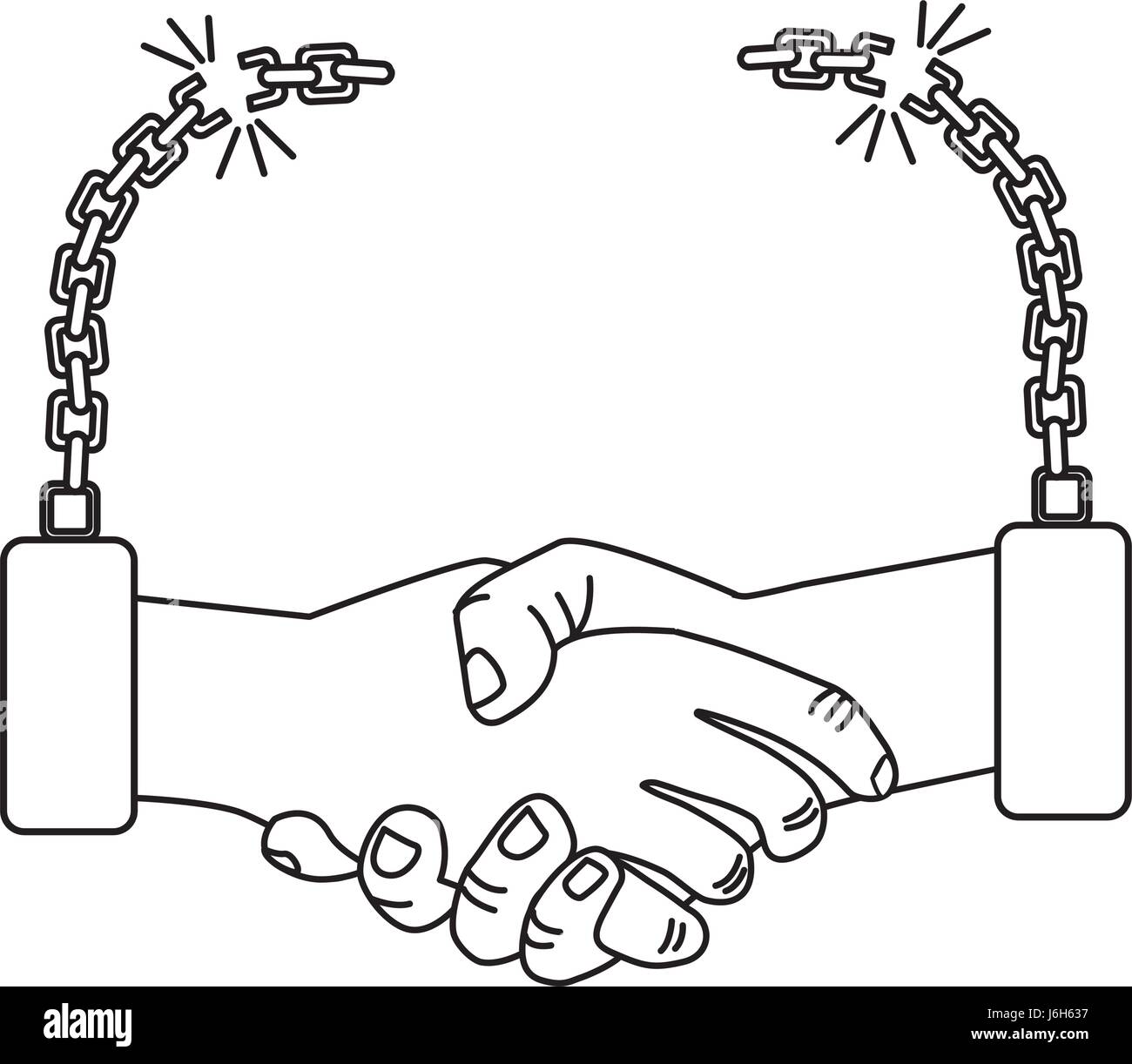 line nice hands together like friendship with chains Stock Vector Image ...