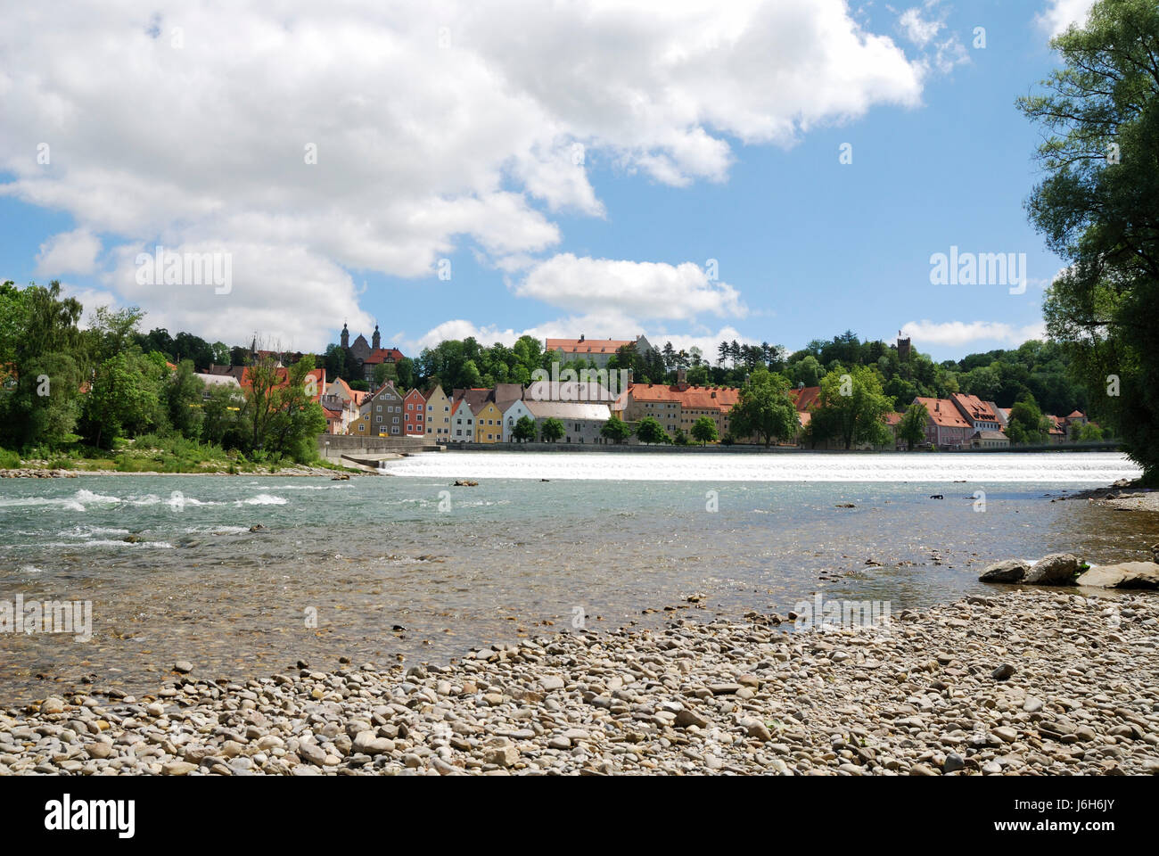city town bavaria germany german federal republic river water blue ...