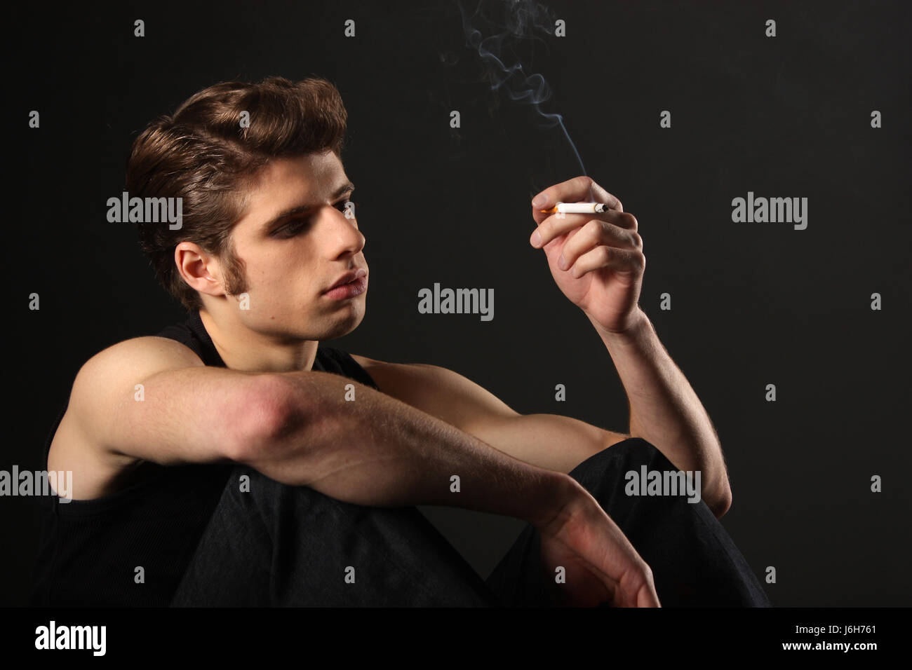 cigarette fashion portrait dismal smoker whiff smoke smoking man ...