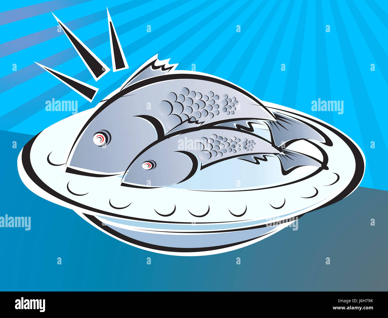 comic angle fish plate diet food dish meal meat illustration kitchen ...