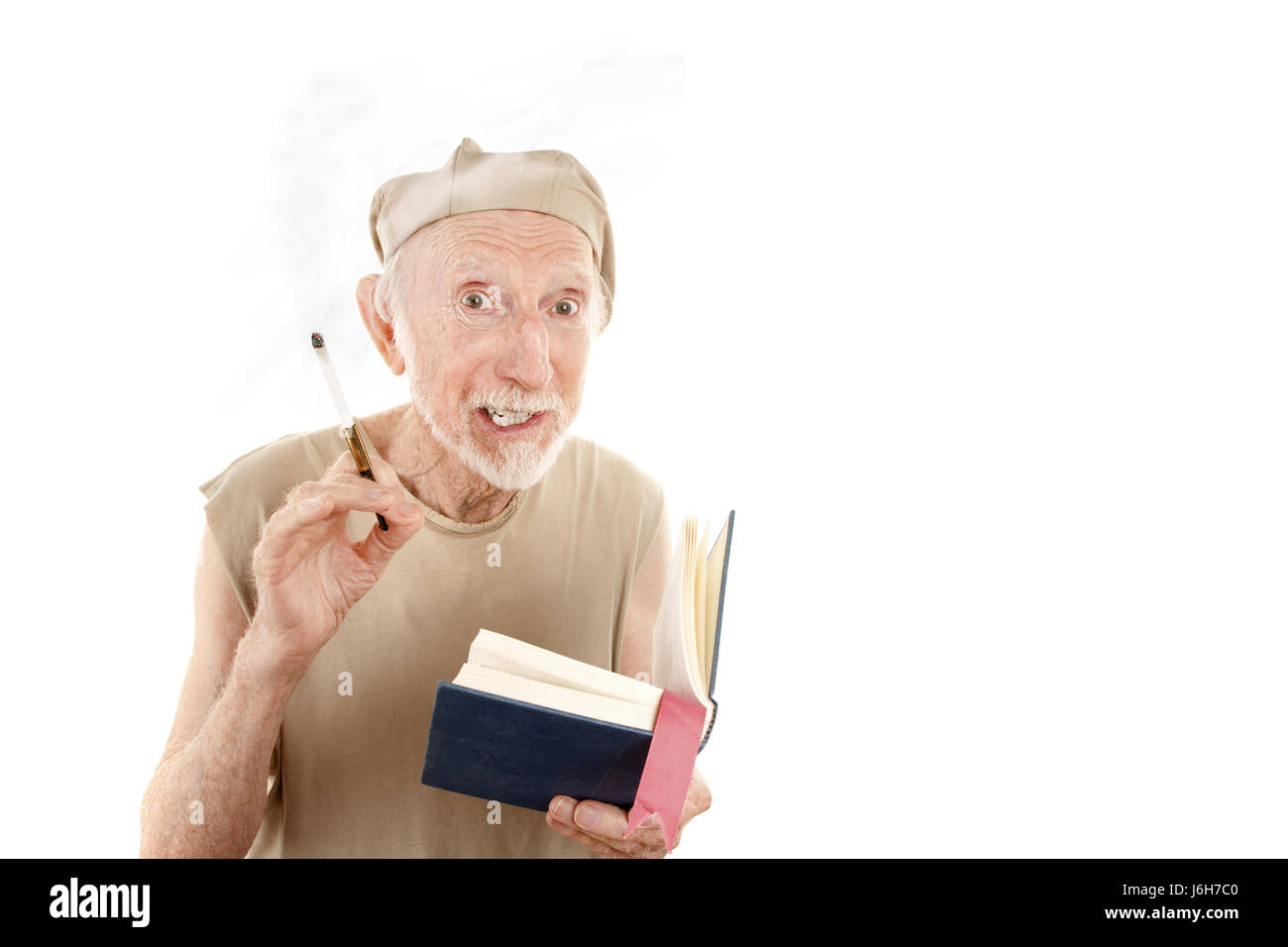 cigarette adult reading poet adults beret read man senior senior ...