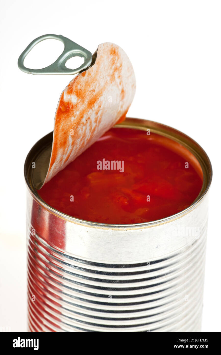 open tin lid conserve doze tomato food aliment ring metal boil cooks ...