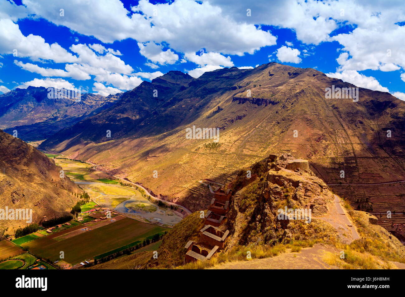 mountains valley peru landscape scenery countryside nature river water ...