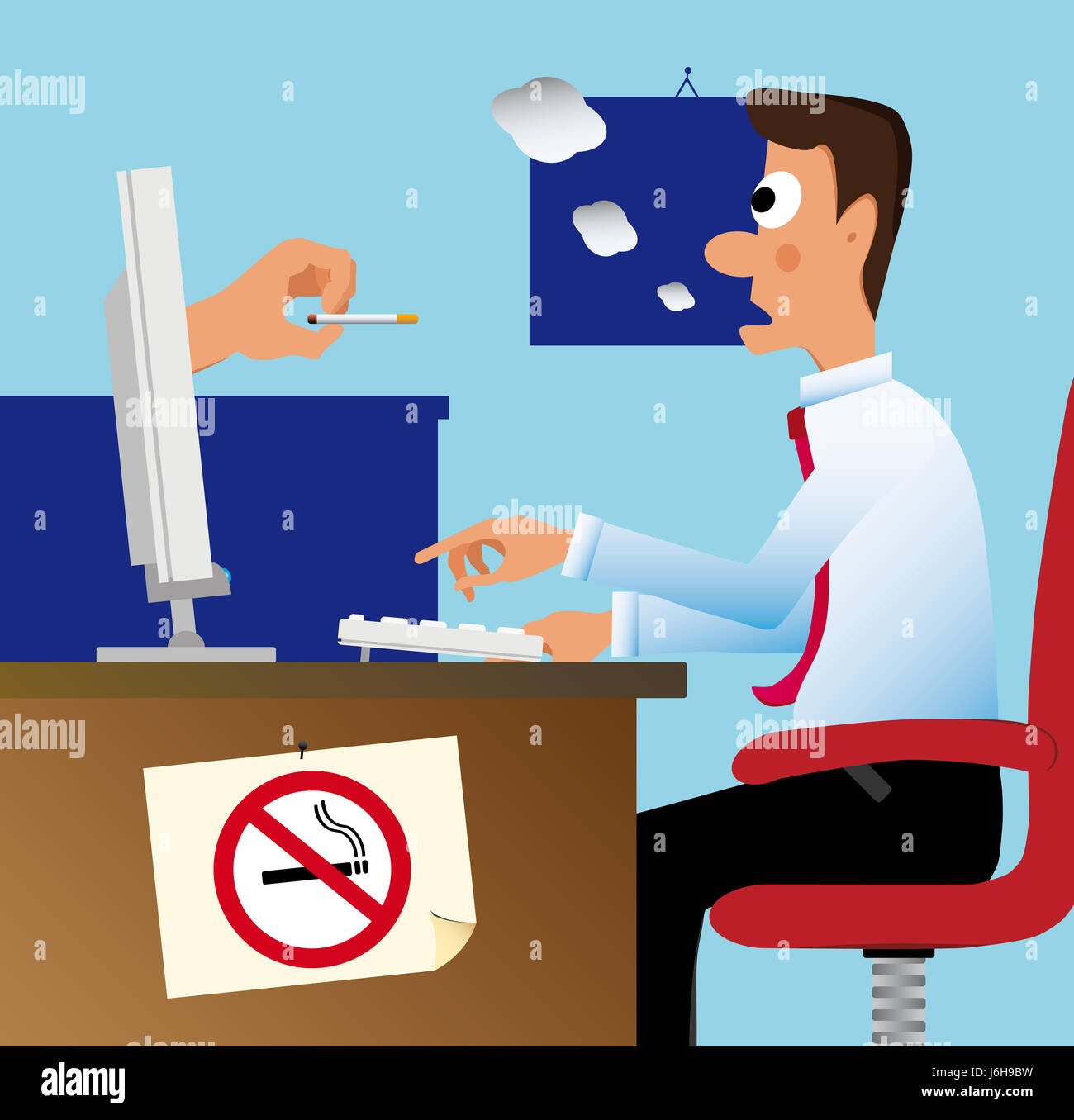 office smoker whiff smoke smoking employee workers laborer worker ...