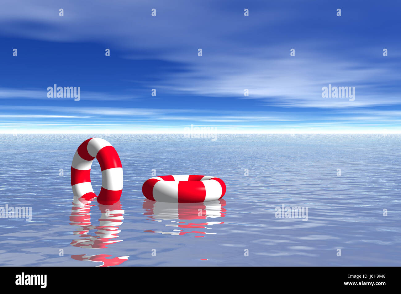 bathing ring salt water sea ocean water red horizon holiday vacation ...