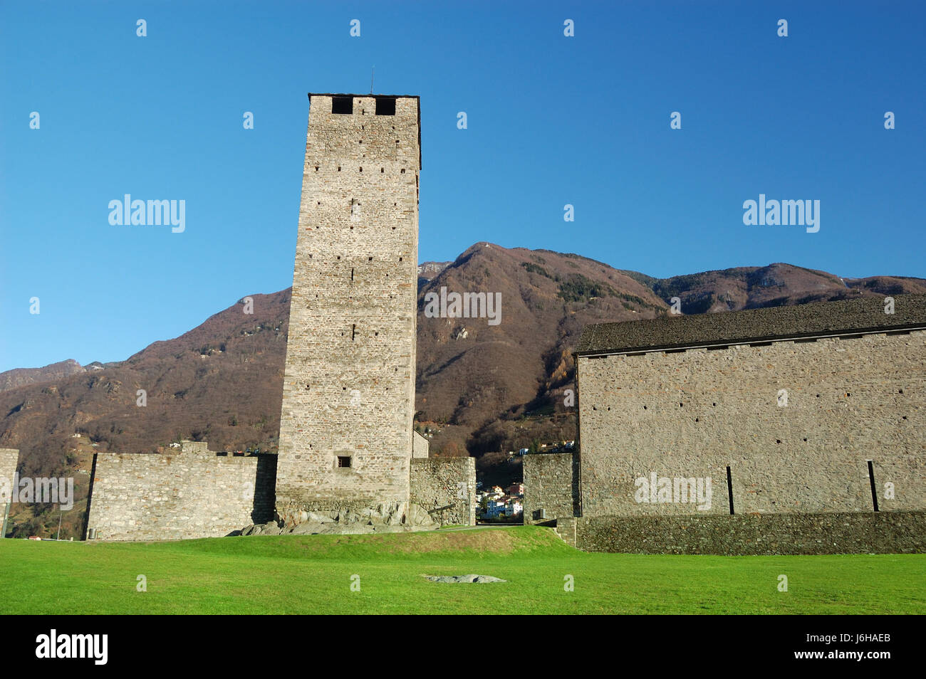 historical medieval battlement castle chateau blue house building tower ...