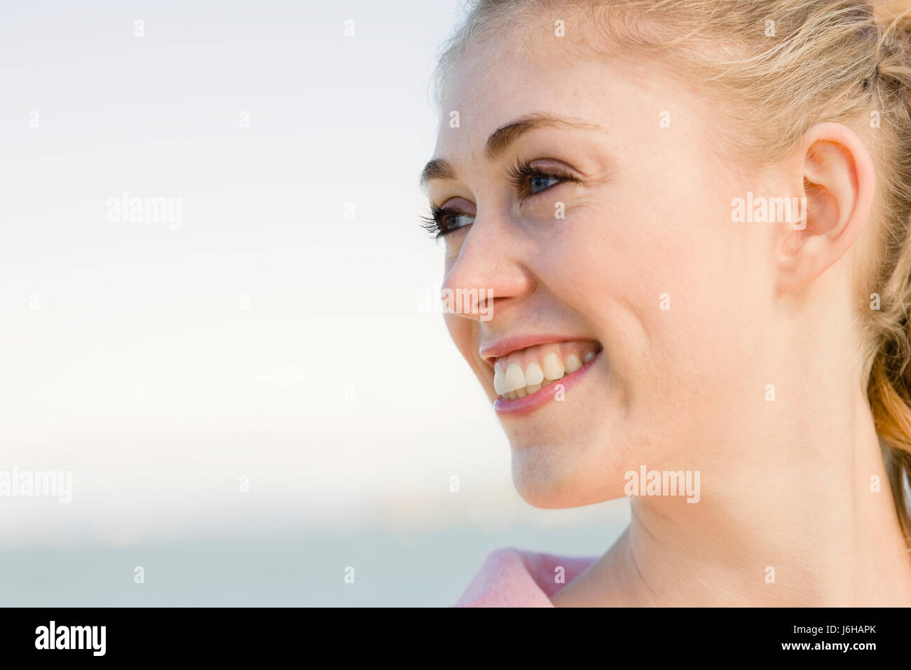 woman female portrait blond woman profile laugh laughs laughing twit ...