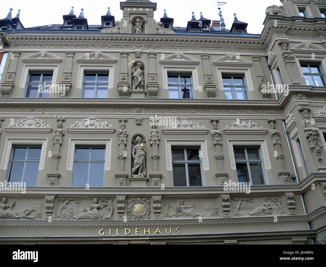 house building frame-work facade redecorates middle ages buildings blue ...