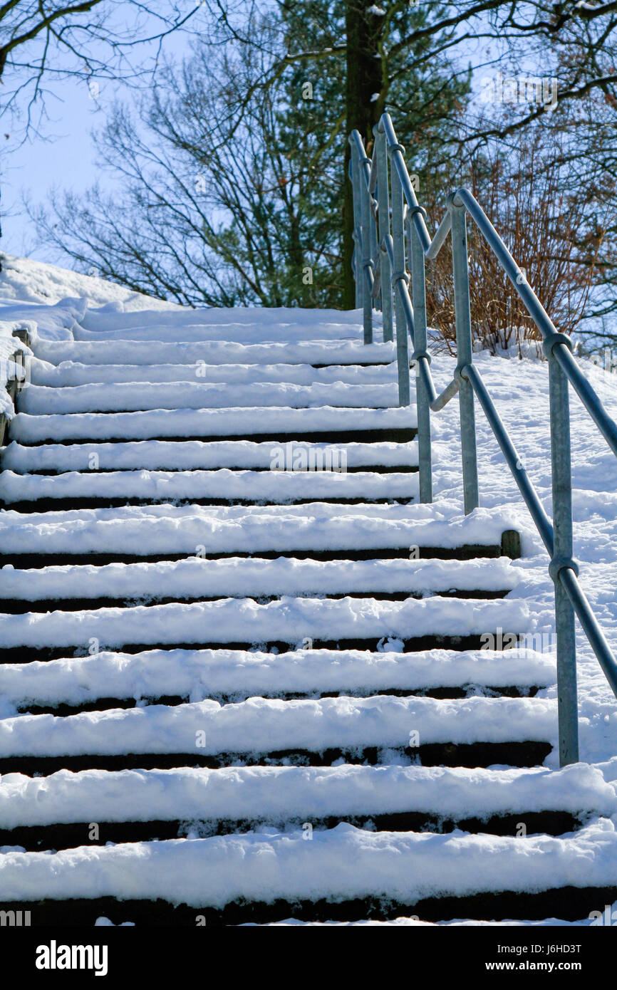 stairs rise climb climbing ascend uphill tread clamber snowcapped stair ...