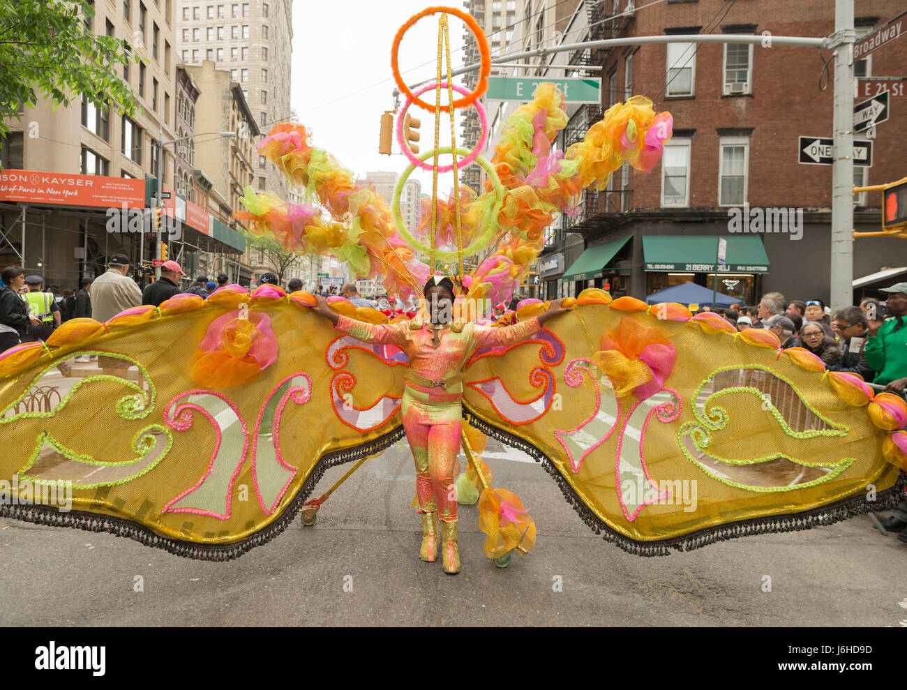 Latin American dancers dance during 2017 dance parade on streets of New ...