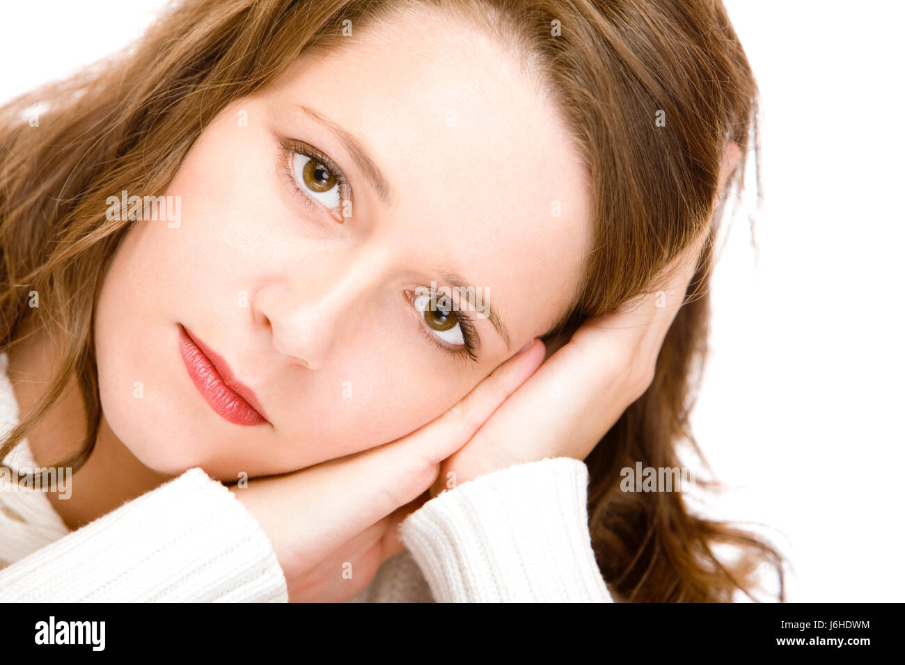 woman face portrait sad eyes think thoughts contemplative girl girls ...