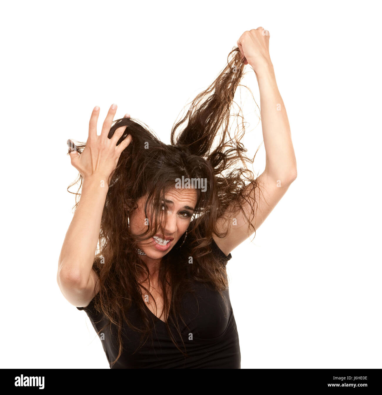 woman female expression messy hair woman laugh laughs laughing twit ...