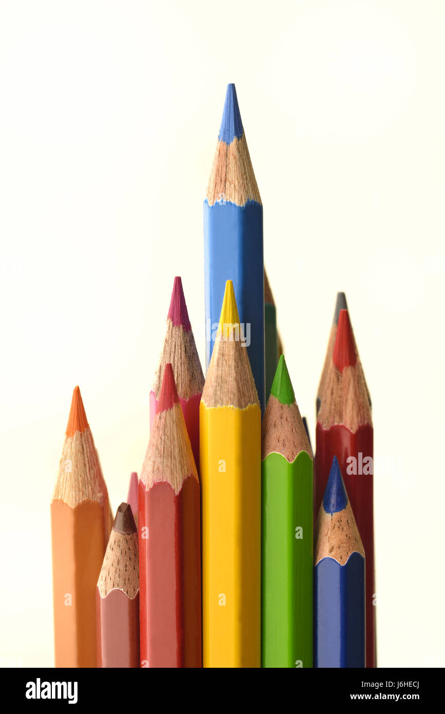 Front View of Multicolored Pencils Stock Photo - Alamy