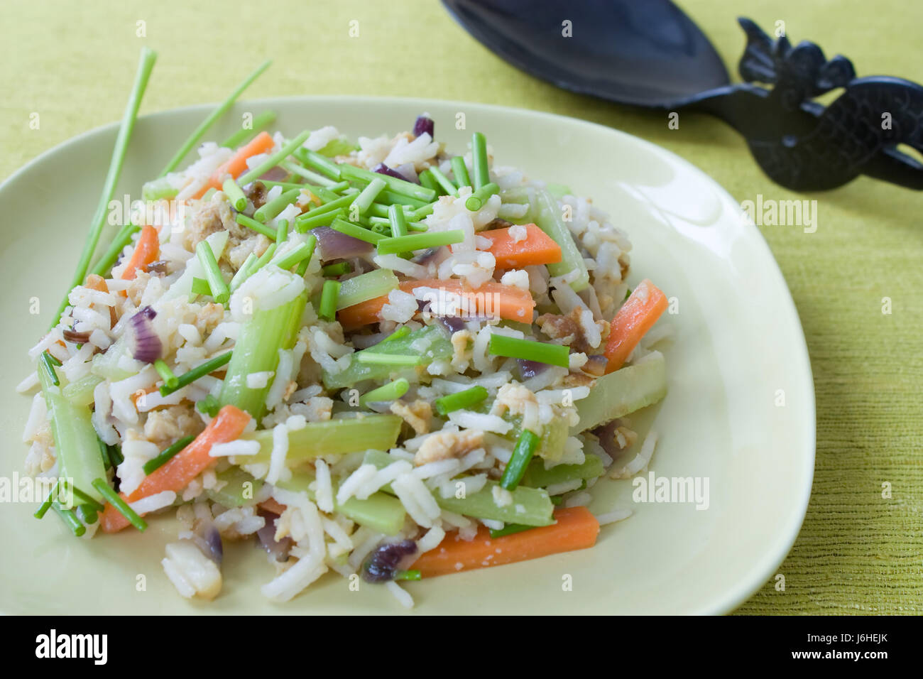 carrots celery fried sellery chives chive rice food aliment green ...
