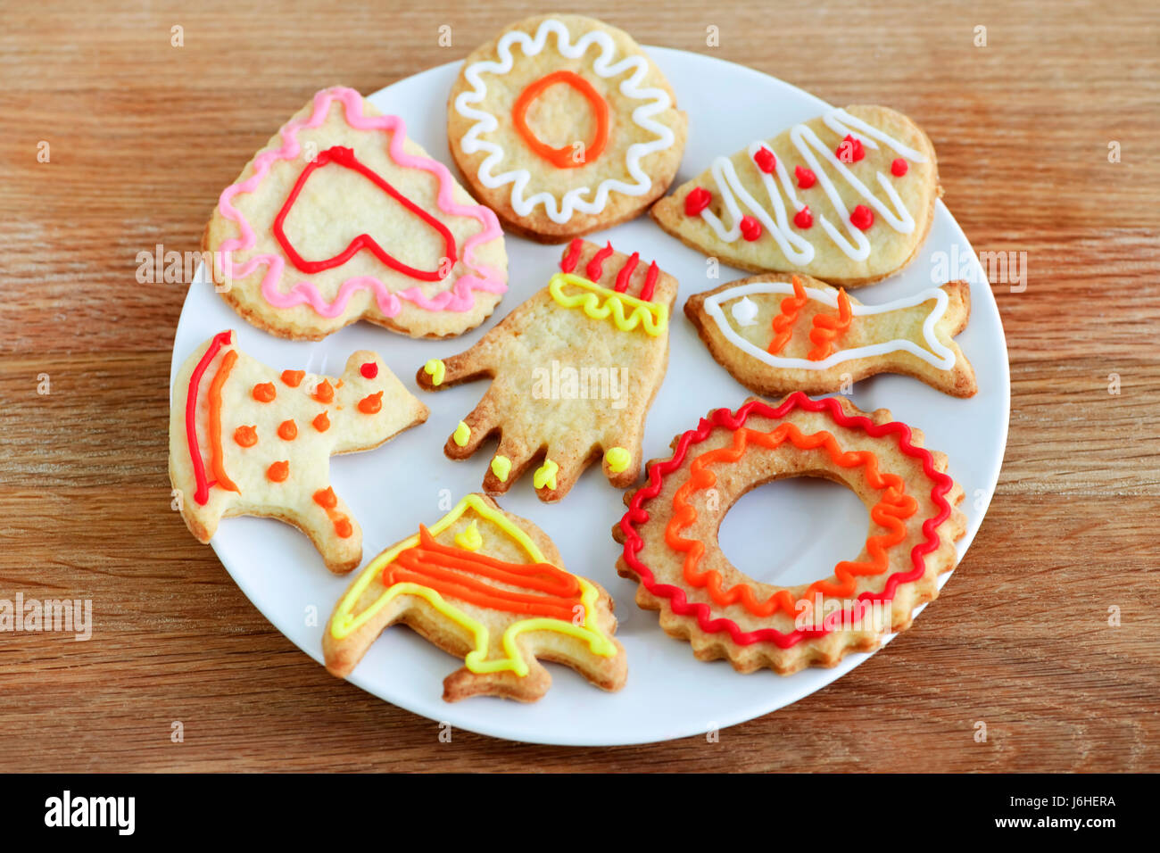 plate biscuits cookies baking homemade cutout shapes shape close food ...