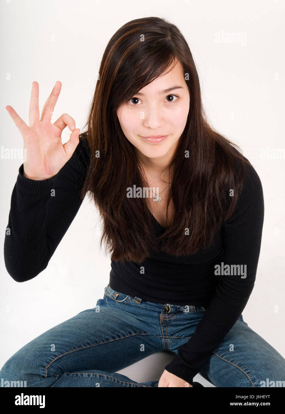 woman ok hand signal girl girls woman laugh laughs laughing twit giggle ...