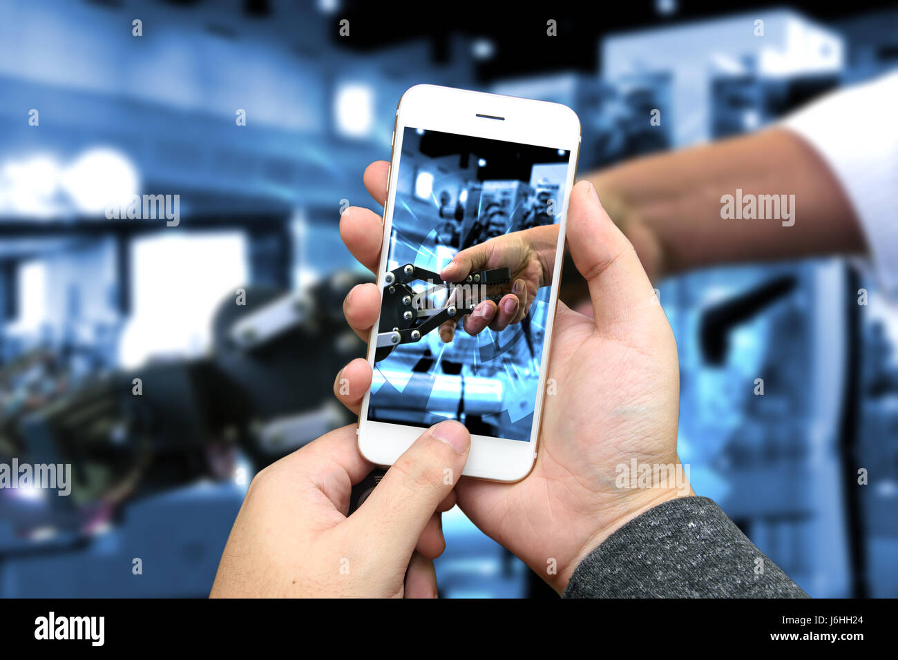 Cyber communication and robotic concepts. Industrial 4.0 Cyber Physical ...