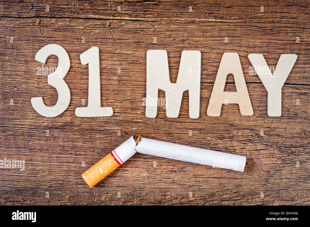 31th May word and tobacco on wooden background. World No Tobacco Day ...