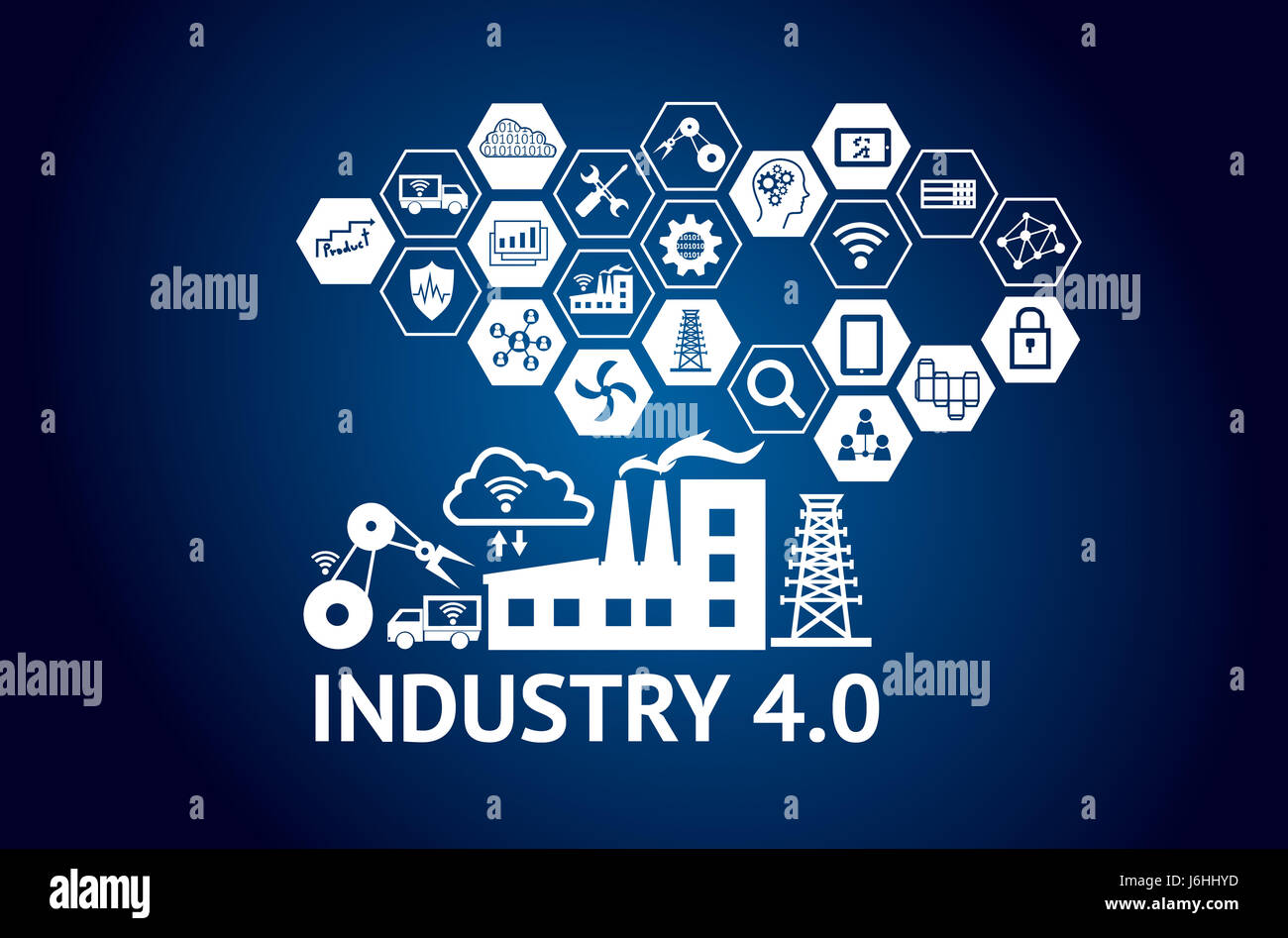 Industrial 4.0 Cyber Physical Systems concept , Icon of industry 4.0 ...