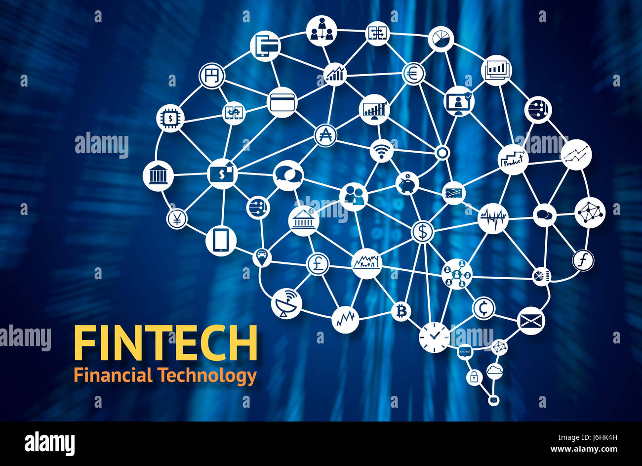 Fintech Investment concept. Brain connect icons of technology and ...