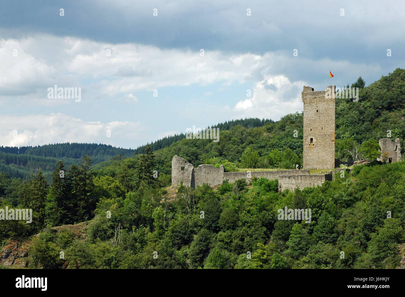 ruin tower flag ruin fortress forest chateau castle oberburg ...