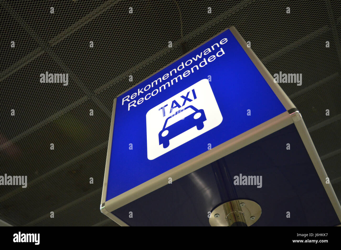 Taxi sign with word `Recommended` in Polish and English language Stock ...