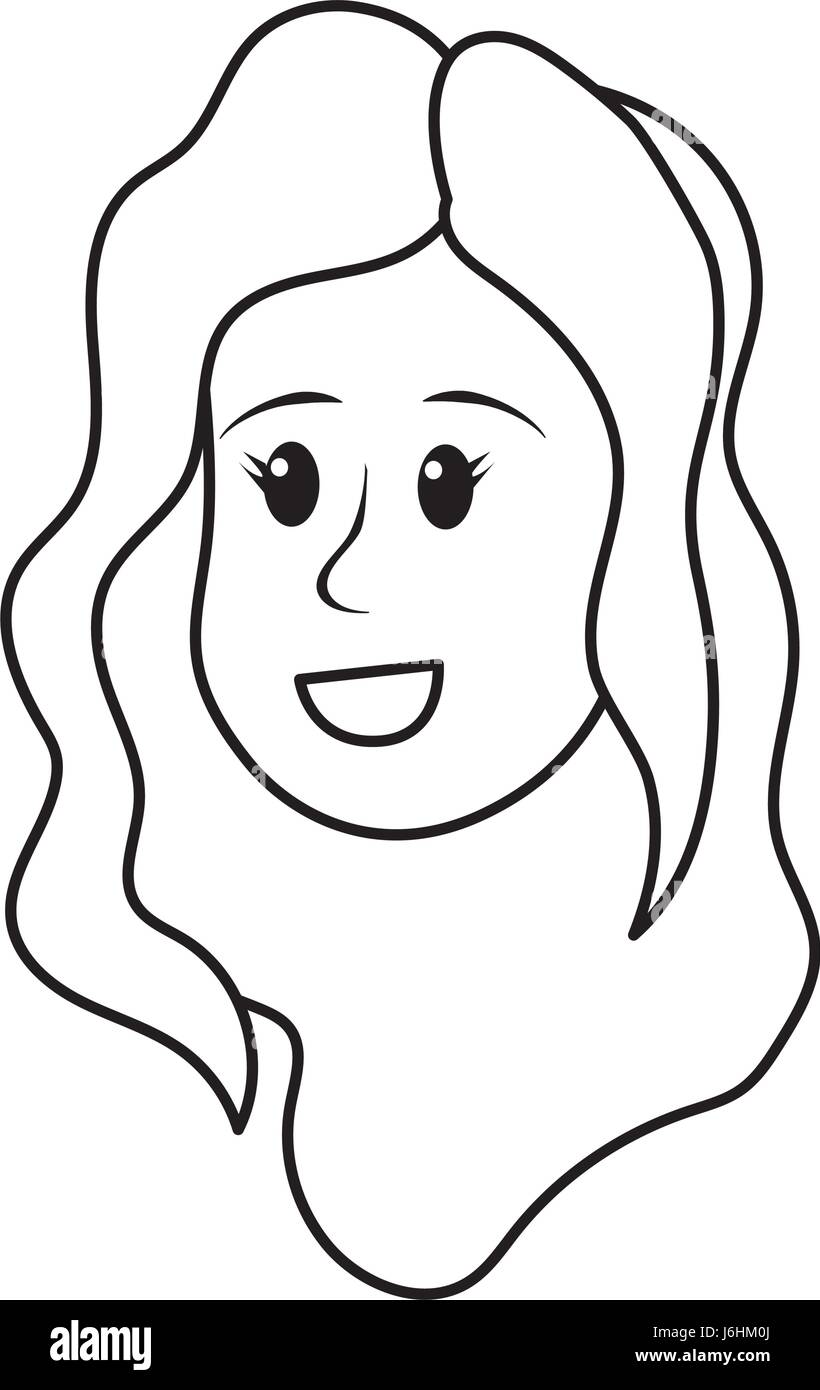 line happy cute woman face with hairstyle Stock Vector Image & Art - Alamy