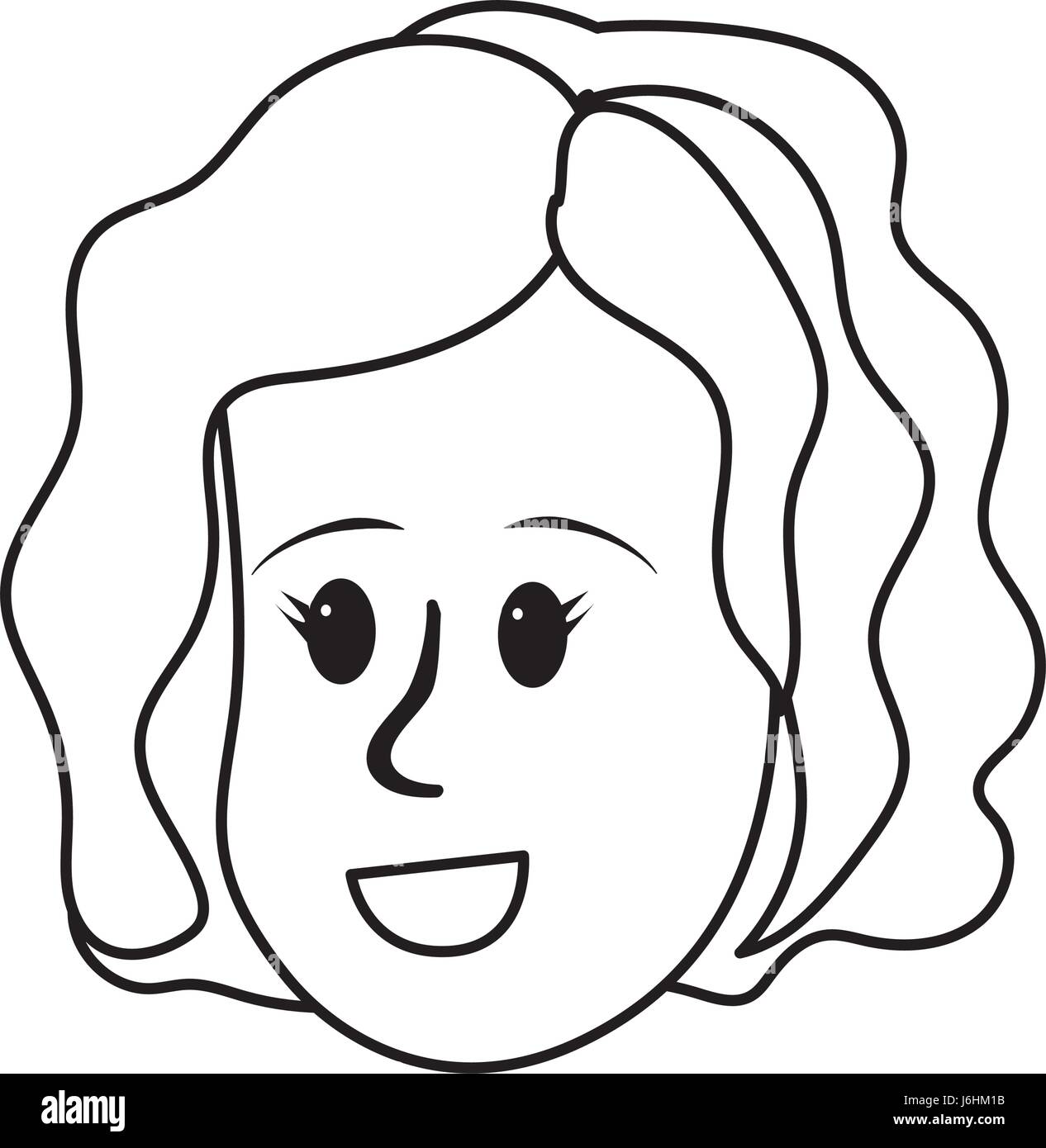 line happy cute woman face with hairstyle Stock Vector Image & Art - Alamy