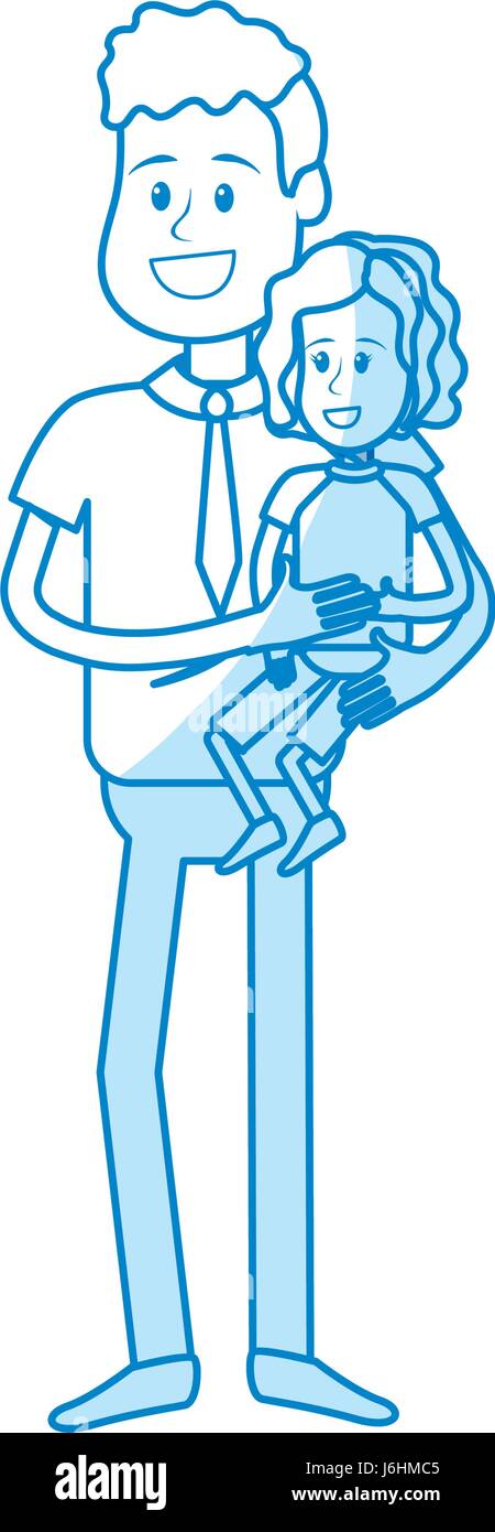 Silhouette Nice Father Carrying His Daughter In The Hands Stock Vector