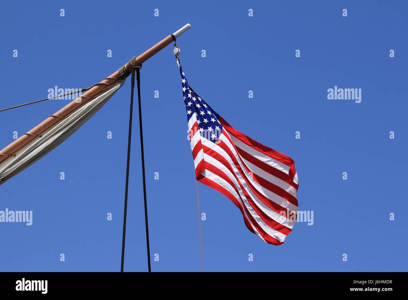 usa america flag mast rigging ship old firmament sky sailing boat ...