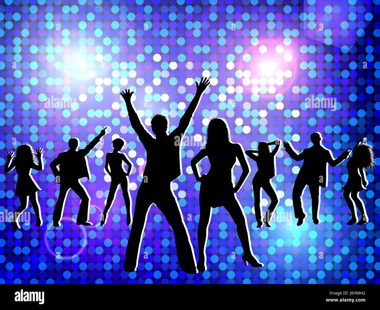 blue disco - dancing group Stock Photo - Alamy