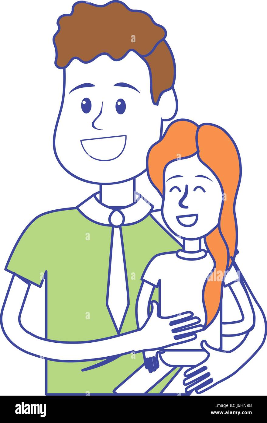 Nice Father Carrying His Daughter In The Hands Stock Vector Image And Art