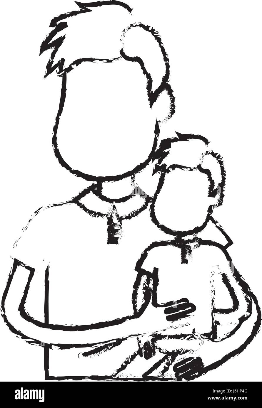 figure nice father carrying his son in the hands Stock Vector Image ...
