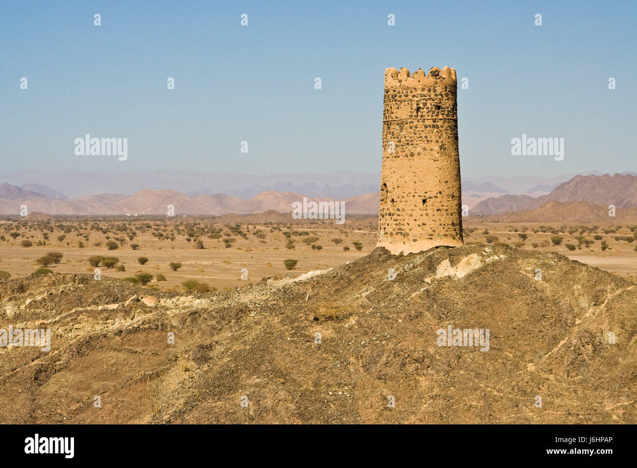 tower desert wasteland arabia watchtower oman mountain blue tower ...