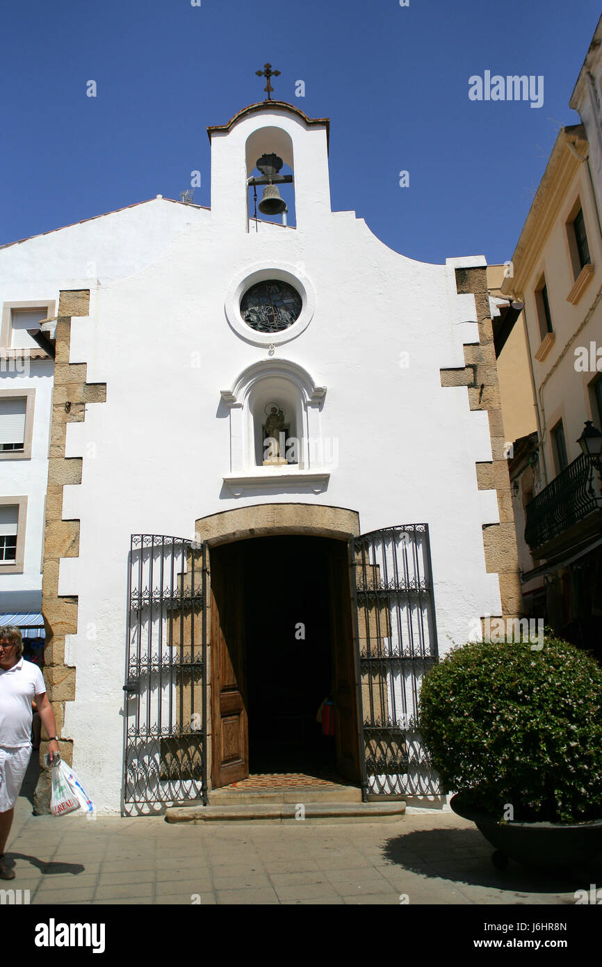 religious city town chapel spain facade steeple chapel mare de du del ...