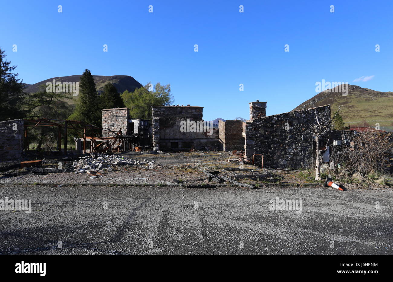 Remains of fire damaged Spittal of Glenshee Hotel Spittal of Glenshee ...