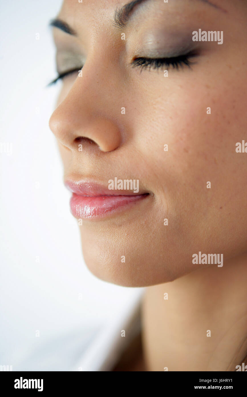 woman close profile front view vertical asian young younger 25-30 years ...