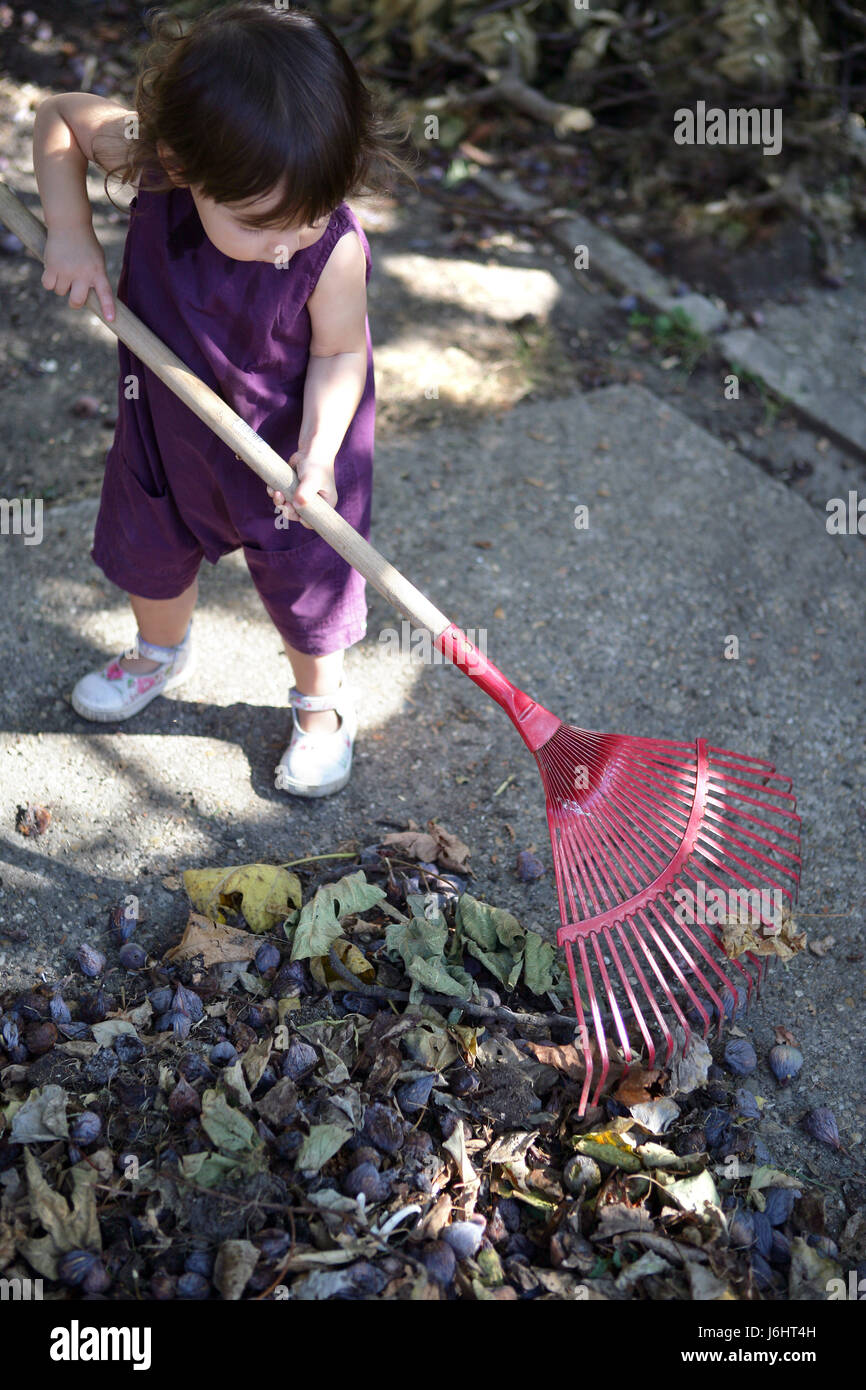 Child sweeping garden hi-res stock photography and images - Alamy