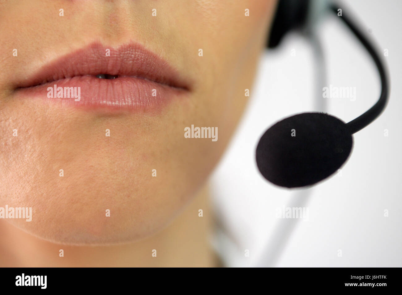 woman telephone phone lips closed front view chin telephony ...