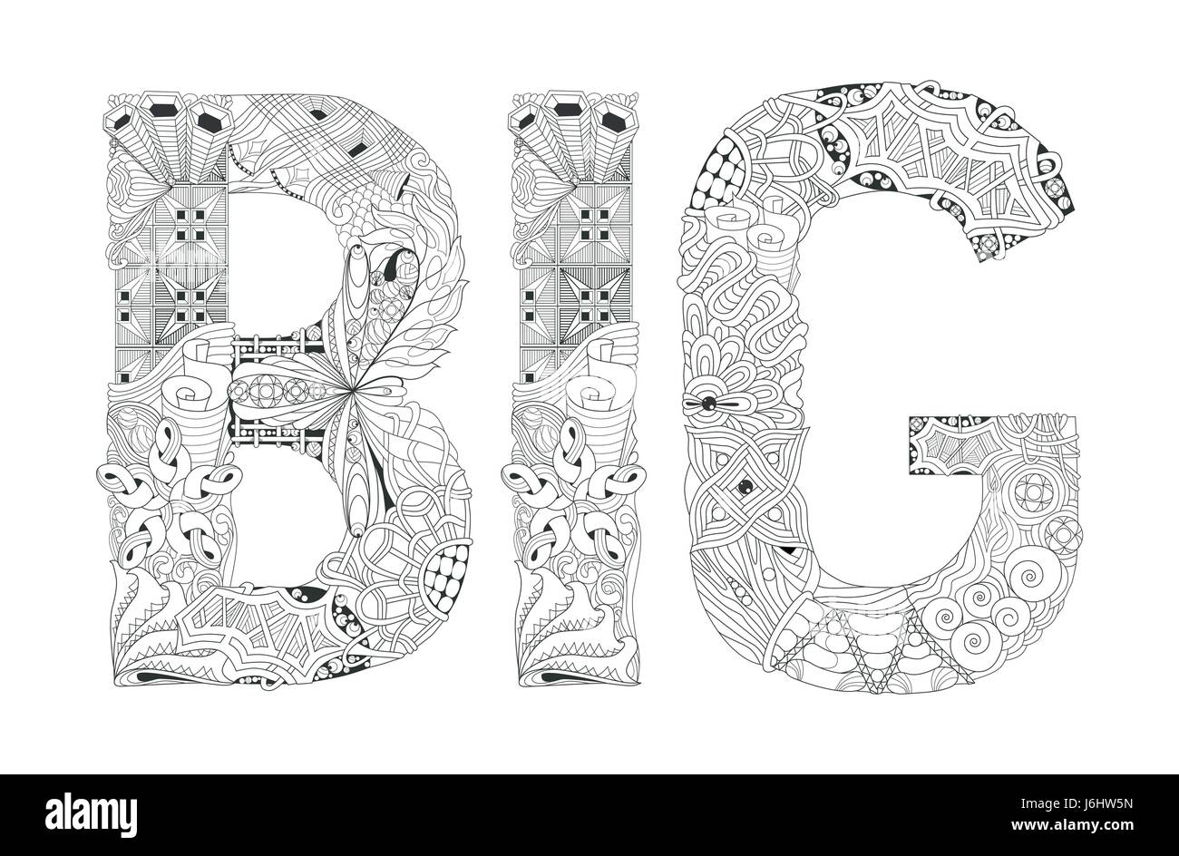 Word Big For Coloring Vector Decorative Zentangle Object Stock Vector
