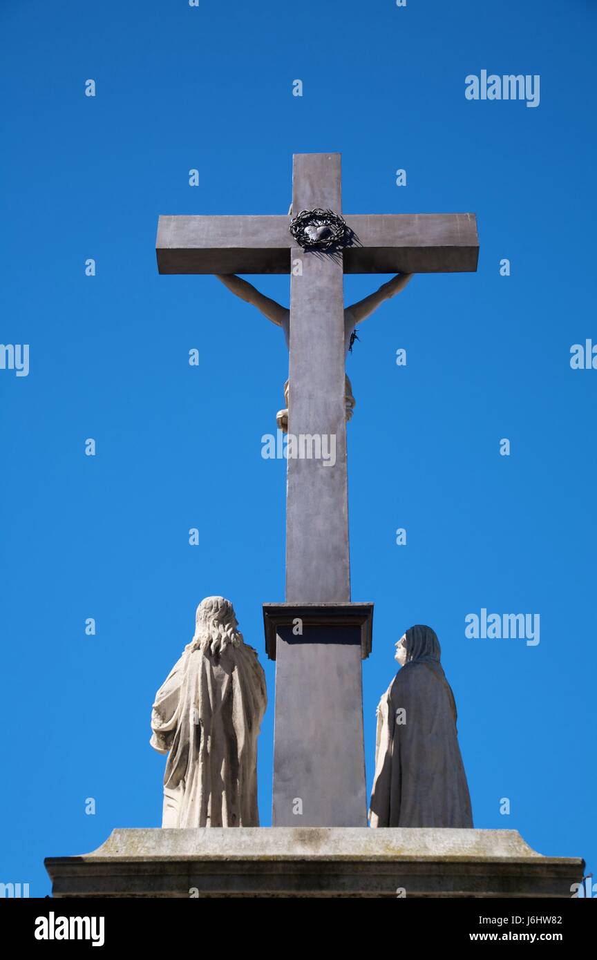 religion statue cross sculpture france christ landmark blue religion ...
